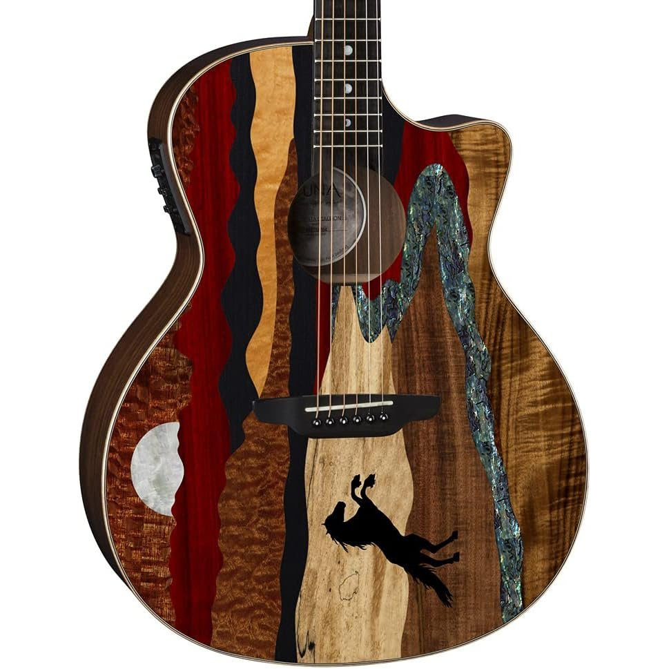 Luna Guitars 6 String Vista Stallion Tropical Wood Acoustic/Electric G ...